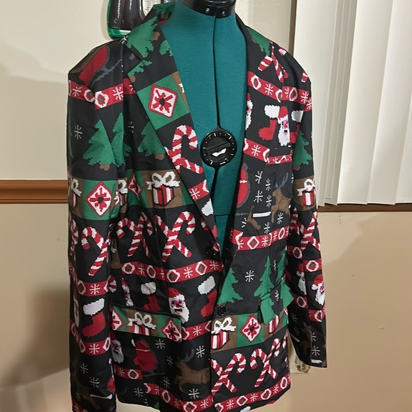 Suits & Blazers | Xl Christmas Blazer With Candy Canes Trees Presents ...